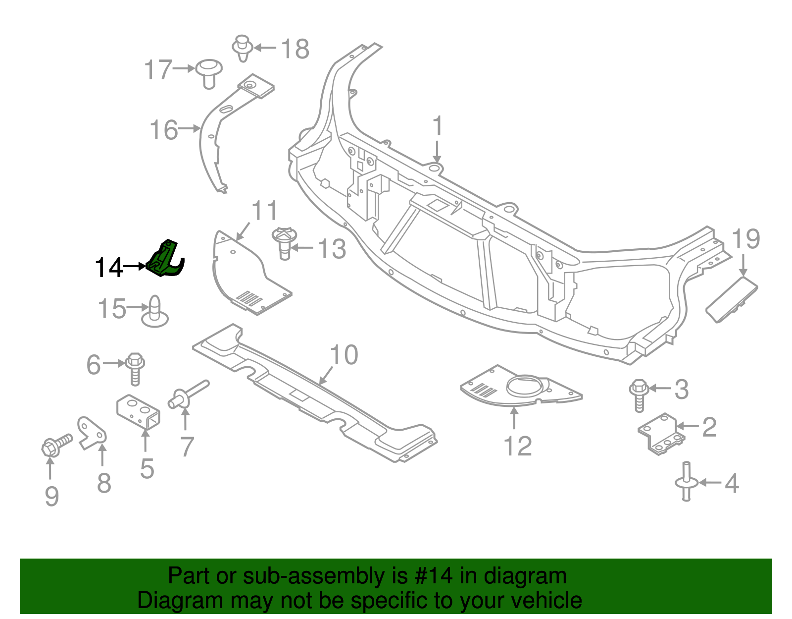 LR041471 - Radiator Support Splash Shield Bracket - 2013-2020 Land ...