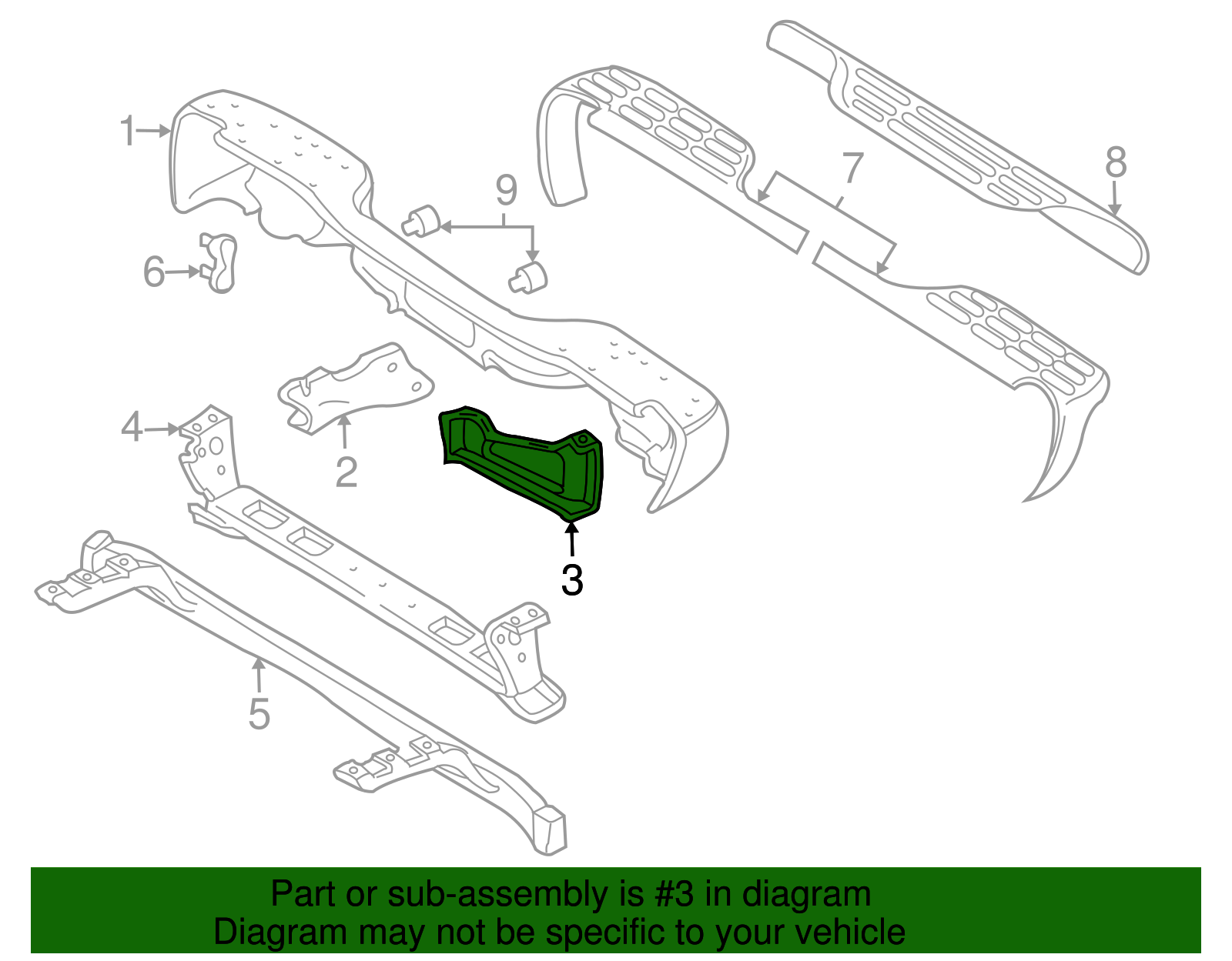 15153420 - Passenger Side Rear Bumper Impact Bar Brace 1999-2005 GM ...