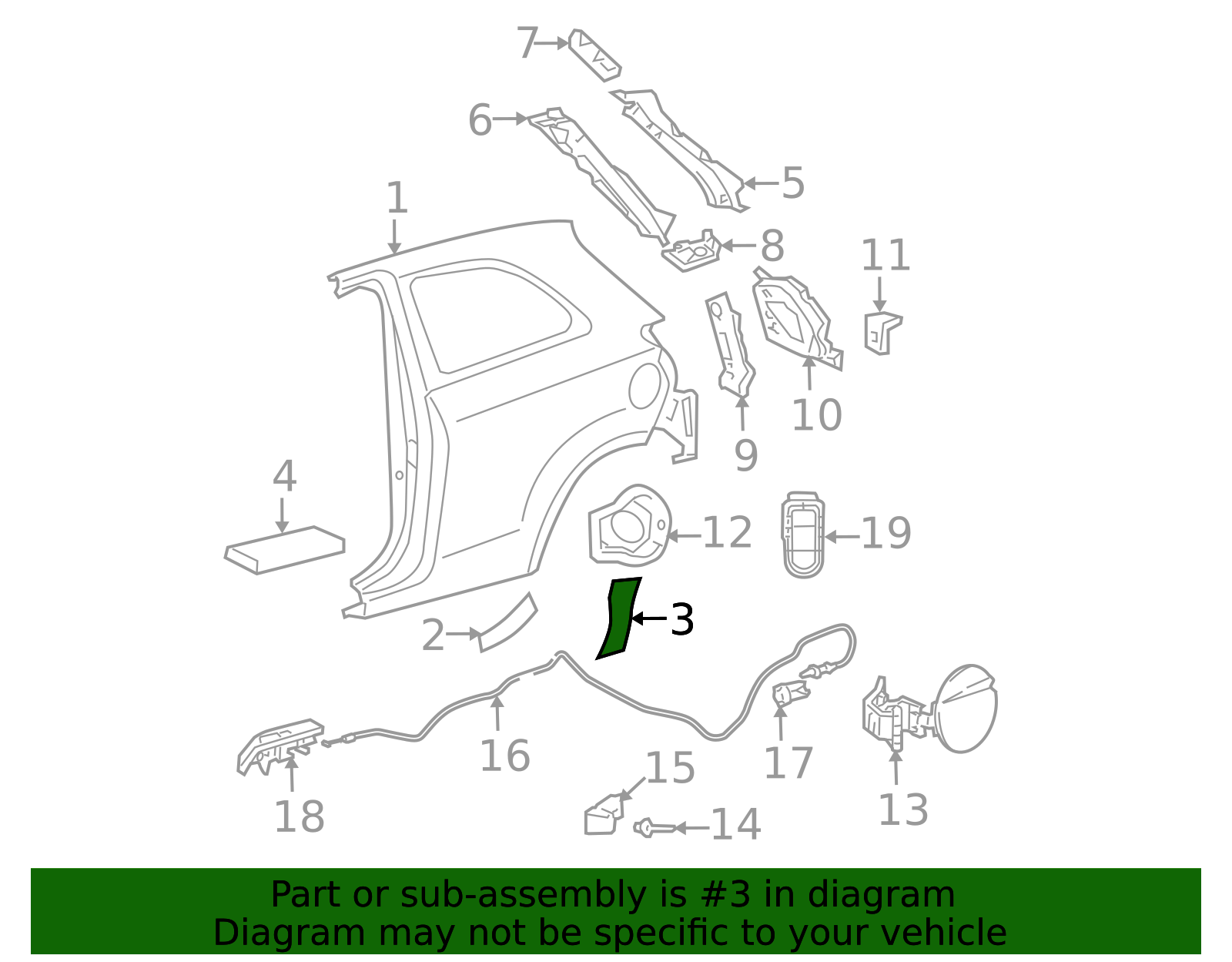 2007-2011 Toyota Yaris Quarter Panel Protector 58741-52190 | MotorMotor
