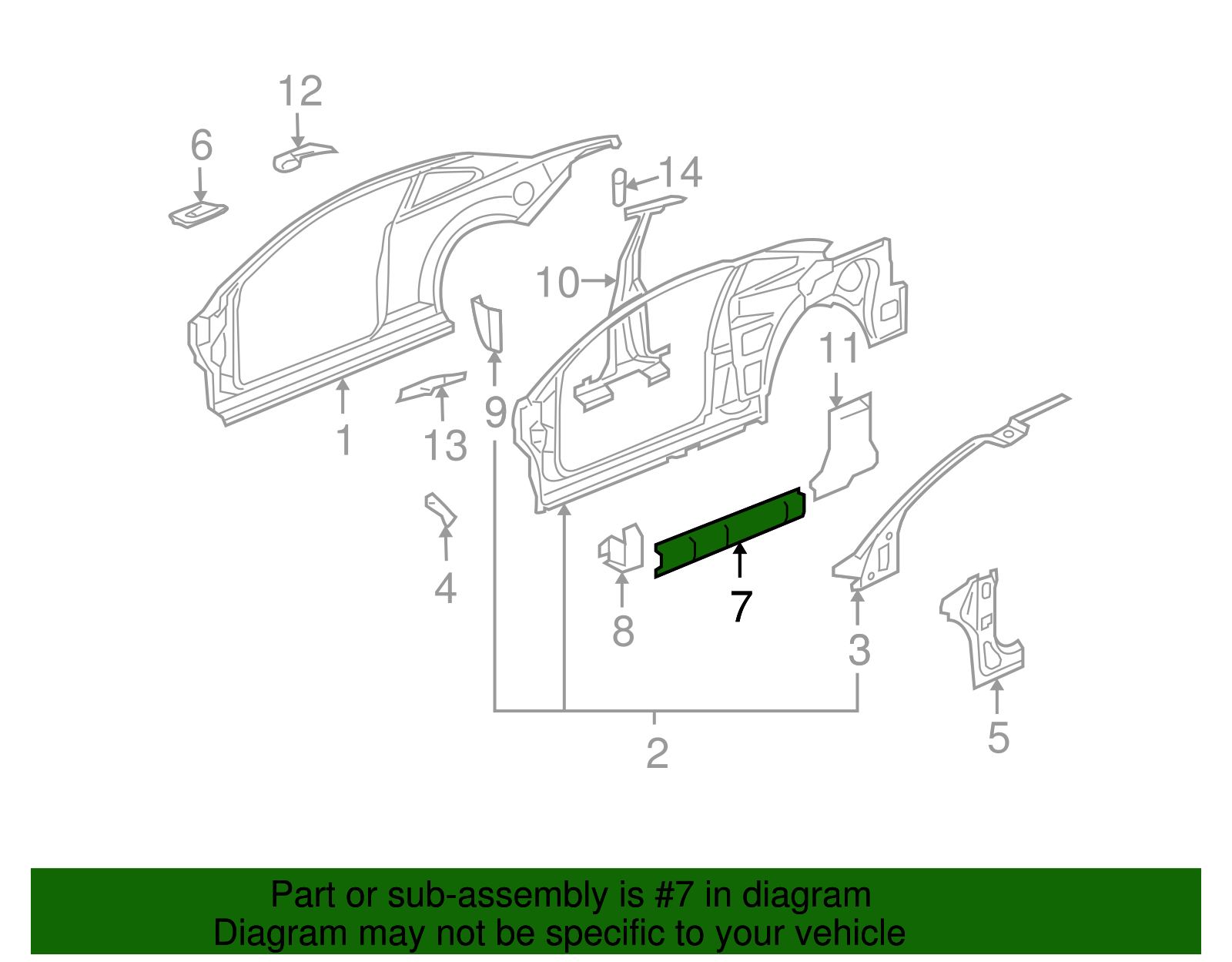 2009-2010 GM Inner Rocker 25891459 | Capital Chevy Parts