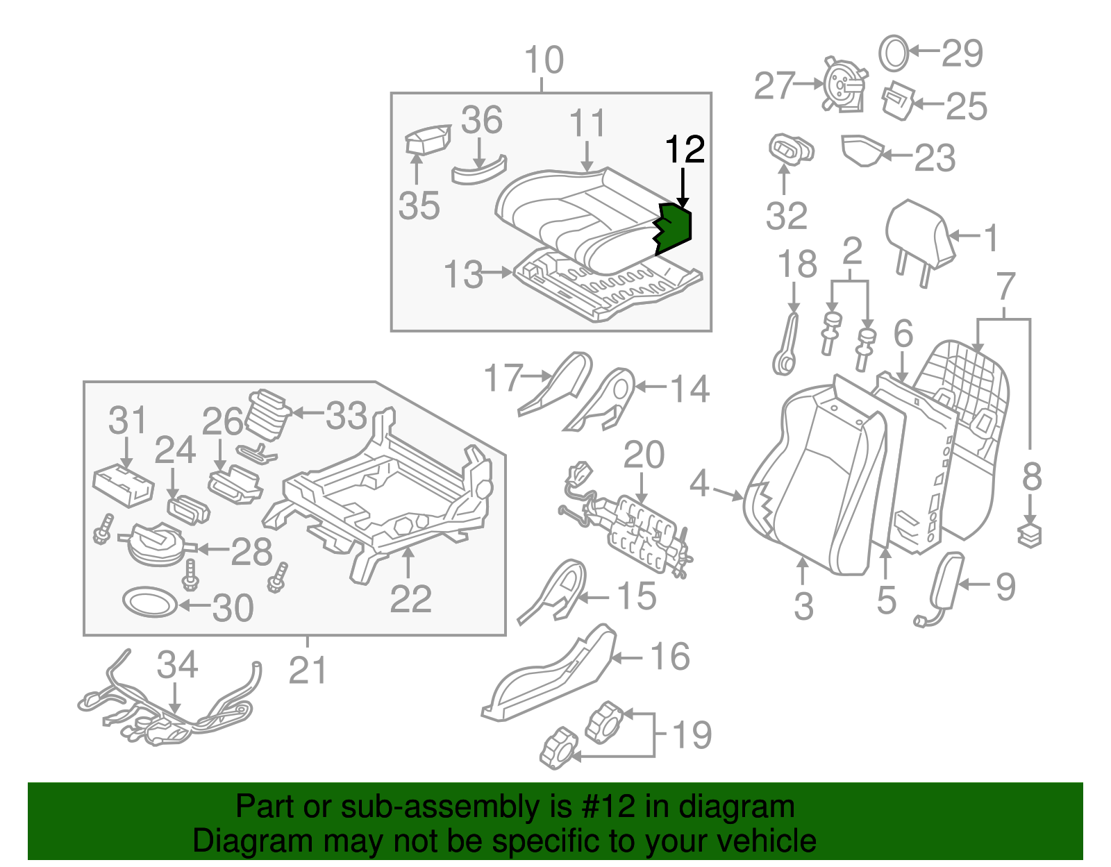 2011-2025 Nissan Seat Cushion Pad 87361-1EE2A | Bill Kay Nissan Parts