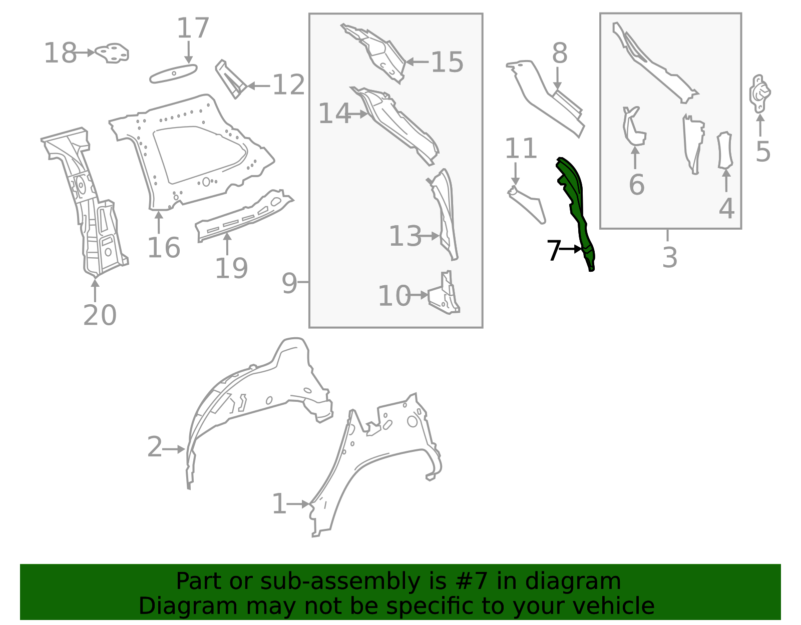 2014-2019 Toyota Highlander Quarter Panel Extension 61735-0E050 ...