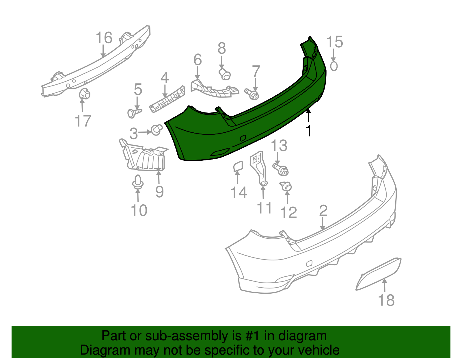 2008-2011 Subaru Impreza Rear Bumper Facia, VIN Required, NOTE Parts ...