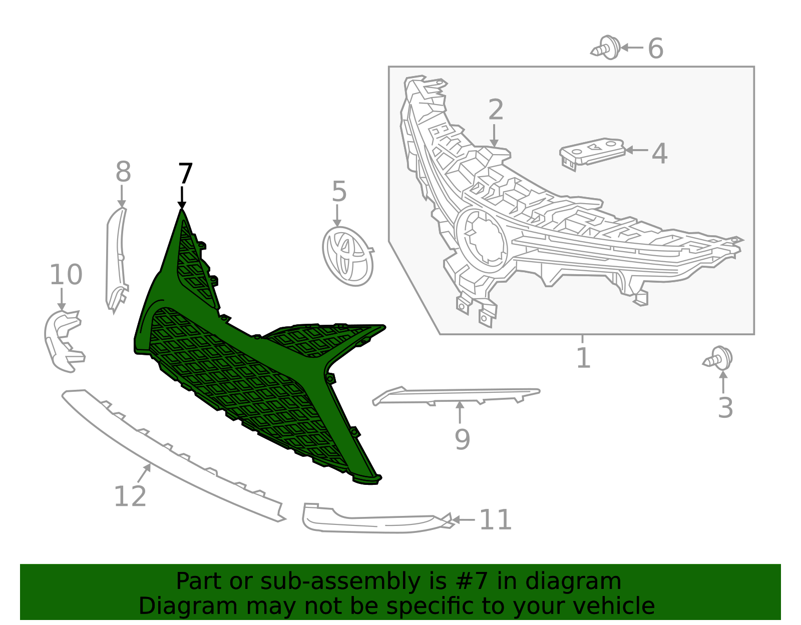 Genuine Toyota Lower Grille part# 53102-06420 for 2021-2024 Toyota ...