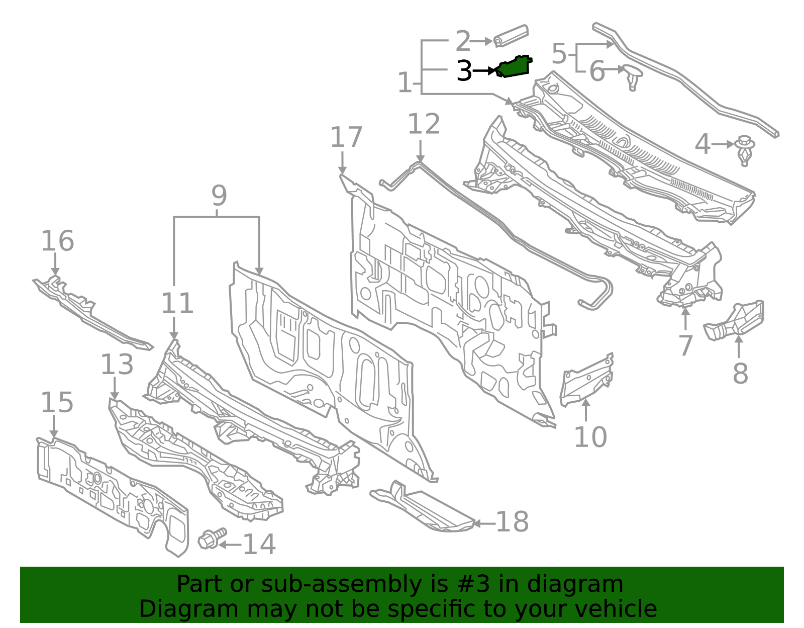 2012-2015 Scion iQ Cowl Top Panel Cover 55878-74010 | MotorMotor
