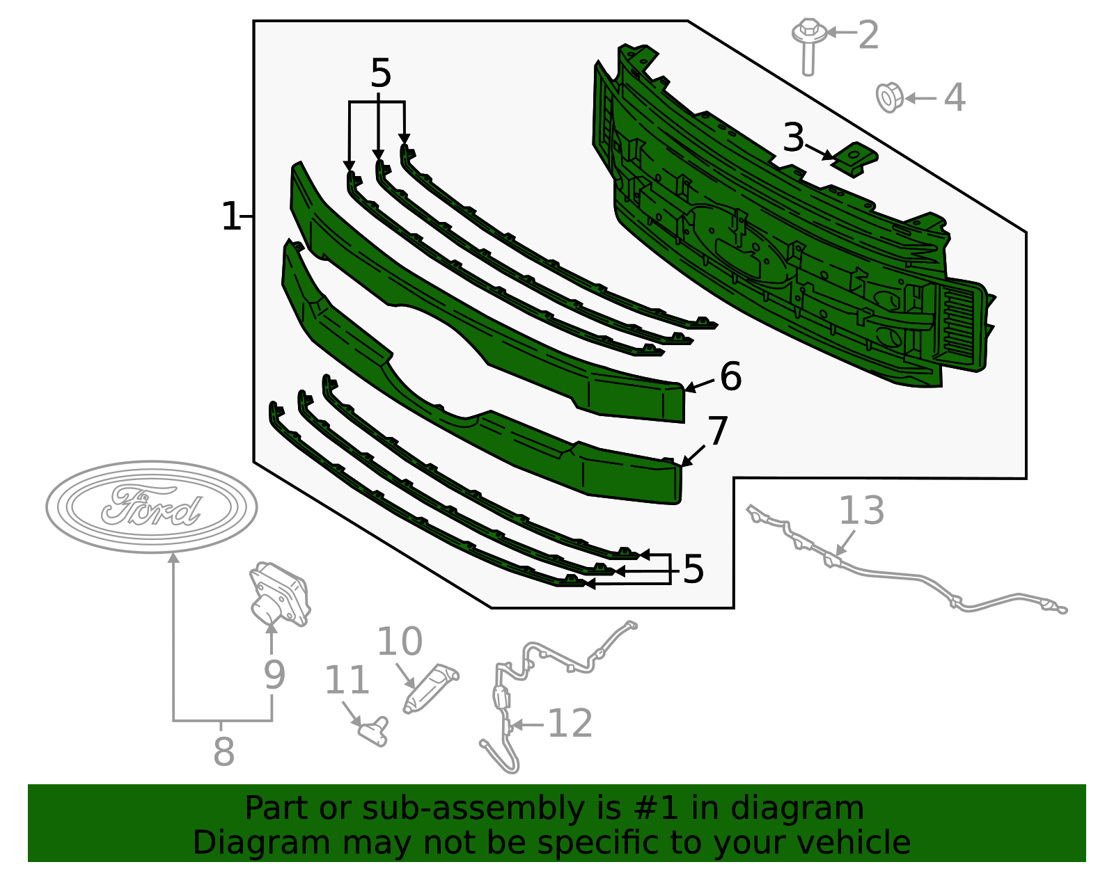 2018-2019 Ford | Grille Assembly | JC3Z-8200-FB | Walls' Ford Parts