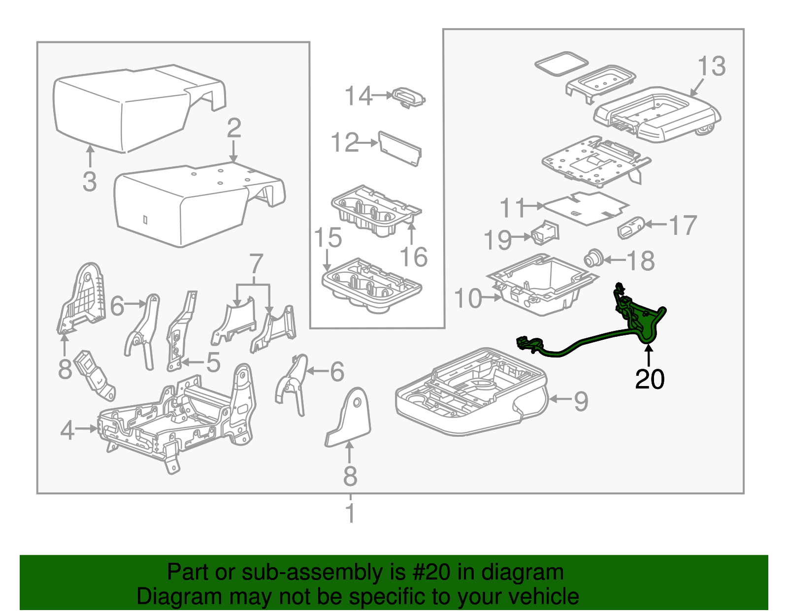 2016-2019 GM Front Center Seat Wiring Harness 23252399 | GM Parts Center