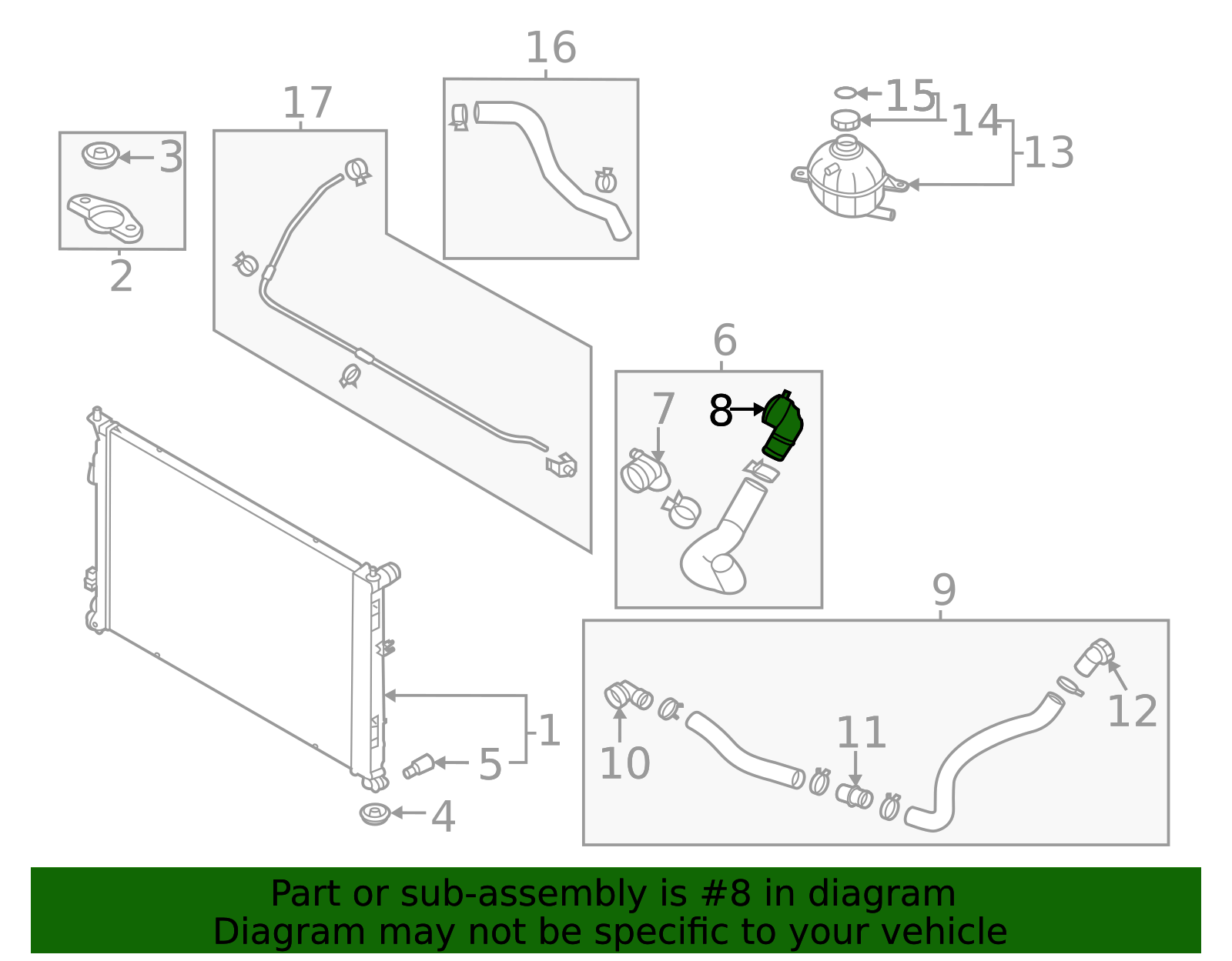 25485-L1100 - Lower Hose Connector 2021-2025 Kia | Genuine Kia Parts