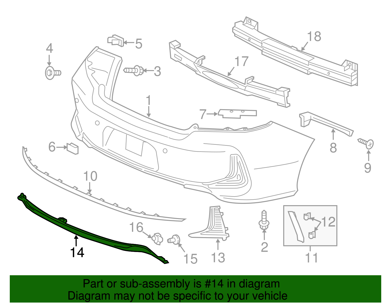 71502-T2F-A50 - 2016-2017 Honda Accord - Garnish Rear Bumper (Lower ...