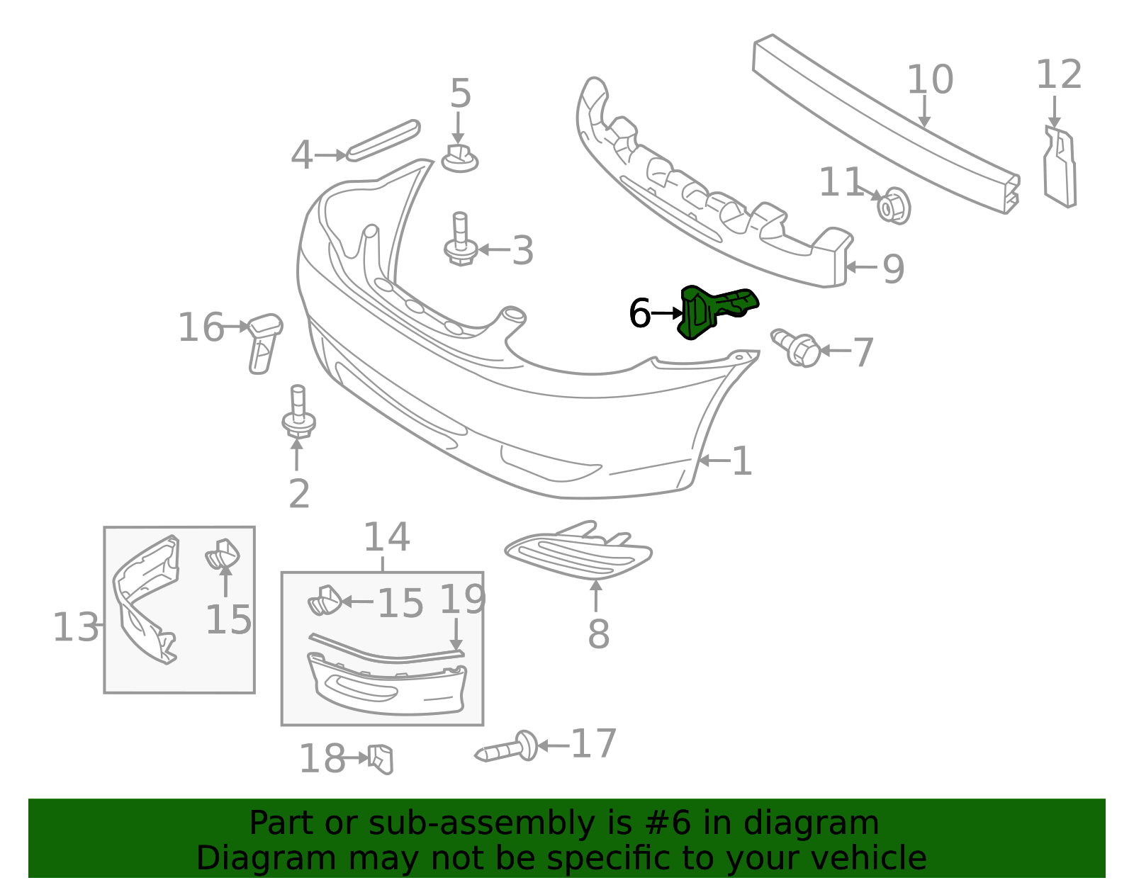 2003-2008 Toyota Corolla Bumper Cover Support Rail (Left, Front) 52116 ...
