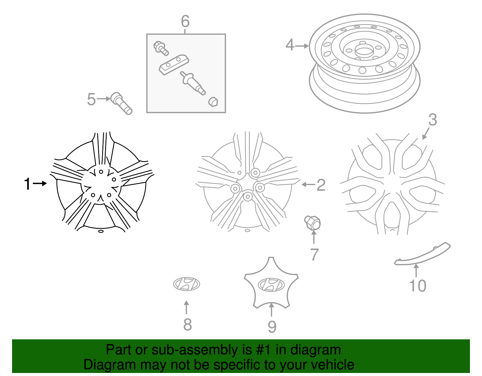 52910-2V550 - Hyundai Wheel, Alloy 2014-2017 Hyundai Veloster ...