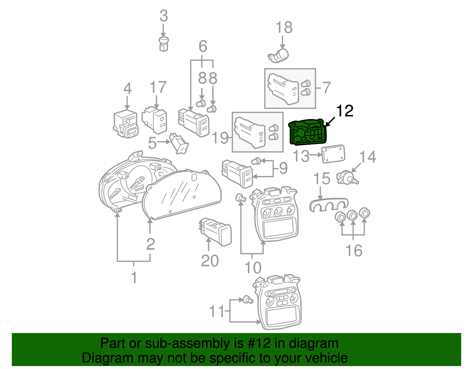 55921-48011 - Heater Control Retainer - 2001-2007 Toyota Highlander ...