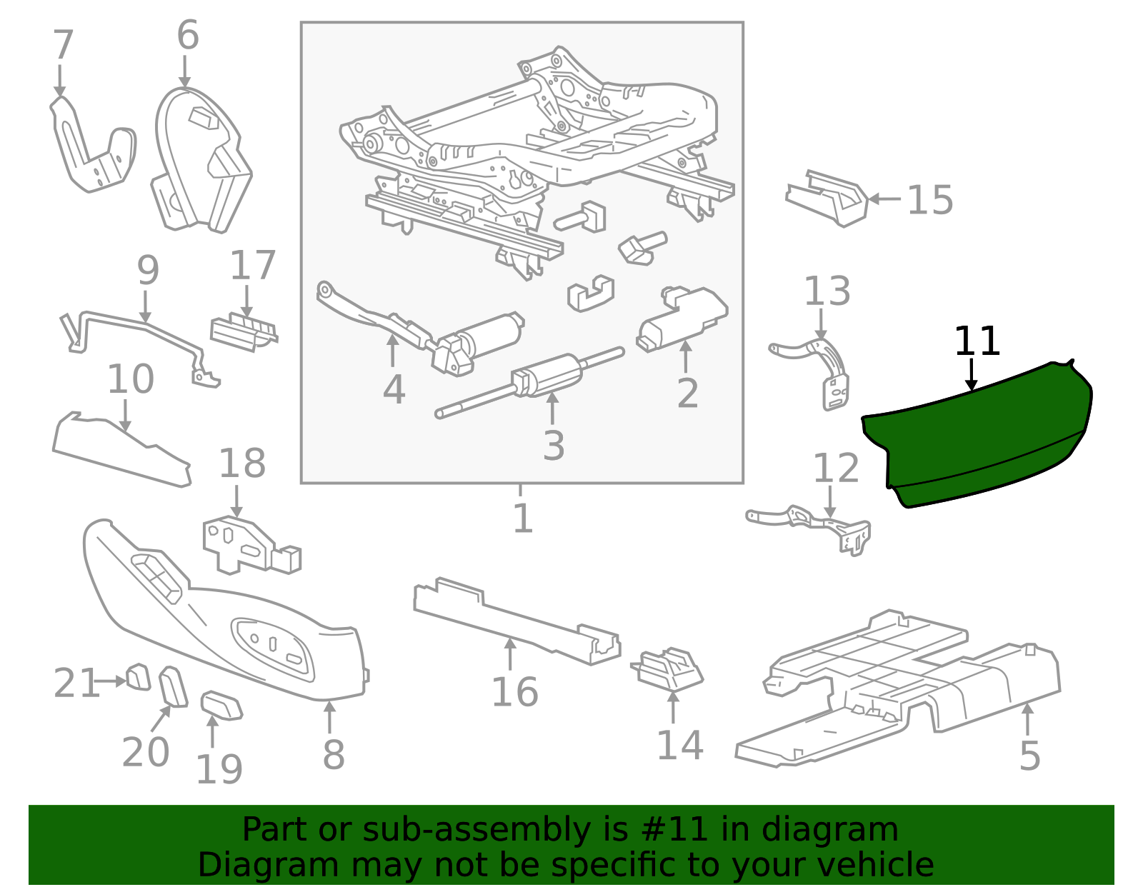 2014-2019 Cadillac Light Platinum Passenger Seat Adjuster Front Finish ...
