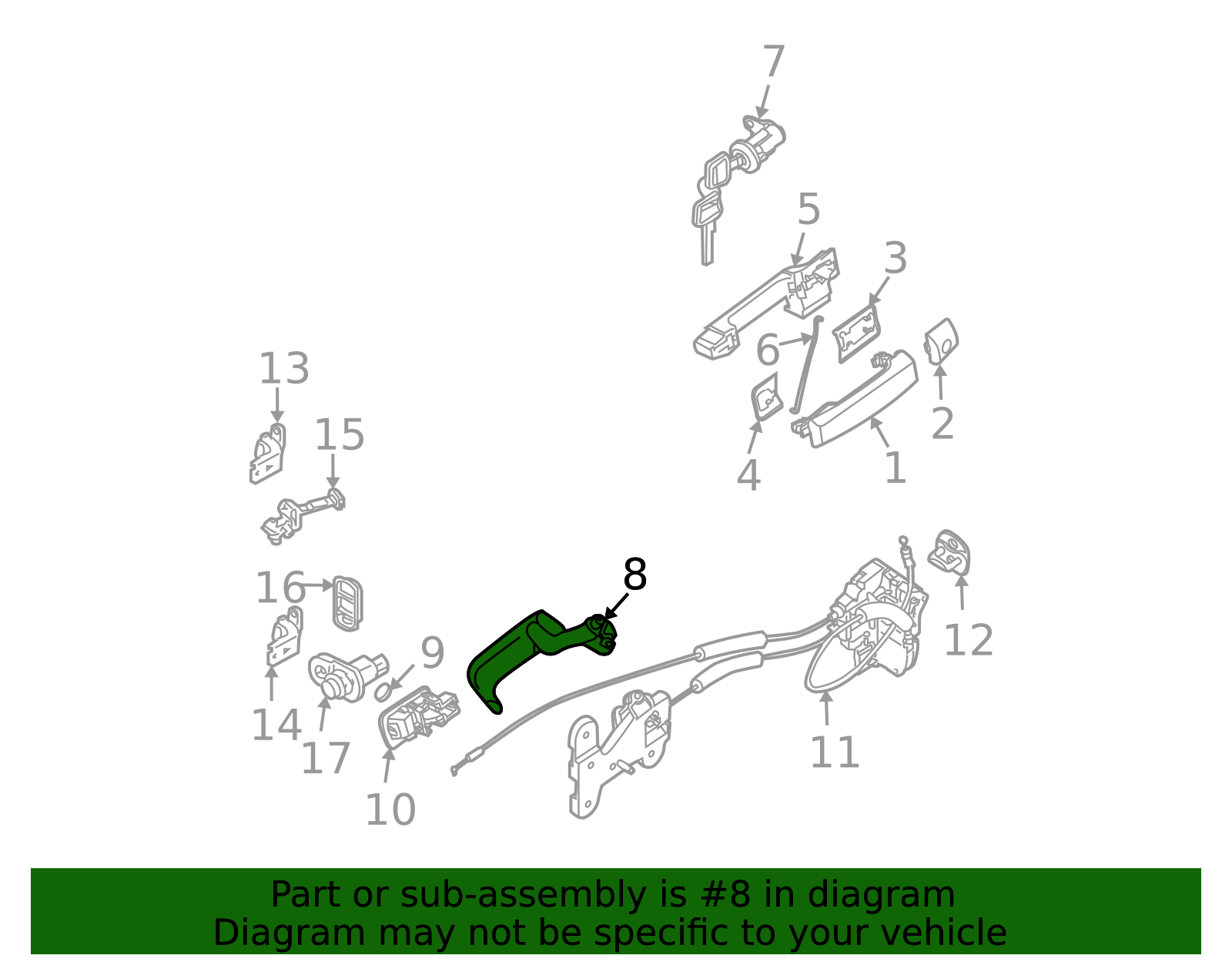 80670-7S000 - Handle, Inside 2004-2007 Nissan | Official Nissan Parts Store