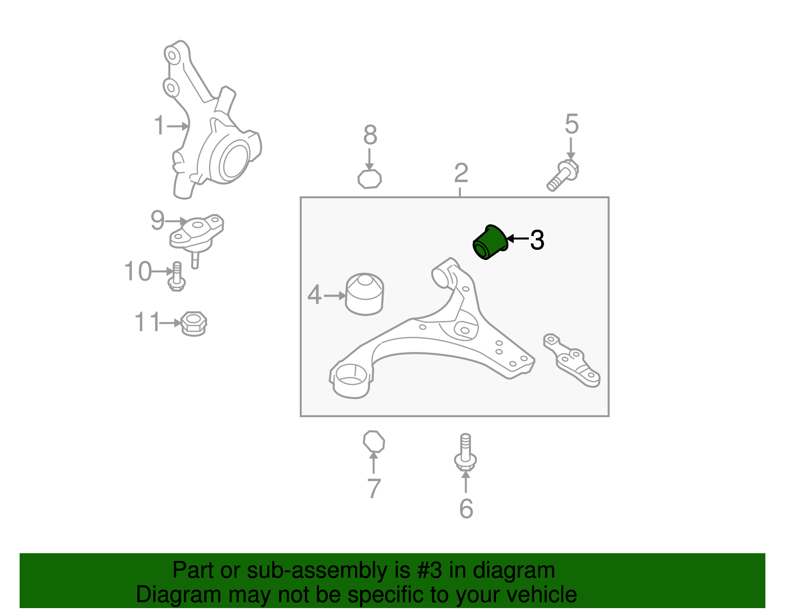 54551-2H000 - Lower Control Arm Front Bushing - 2007-2012 Hyundai ...