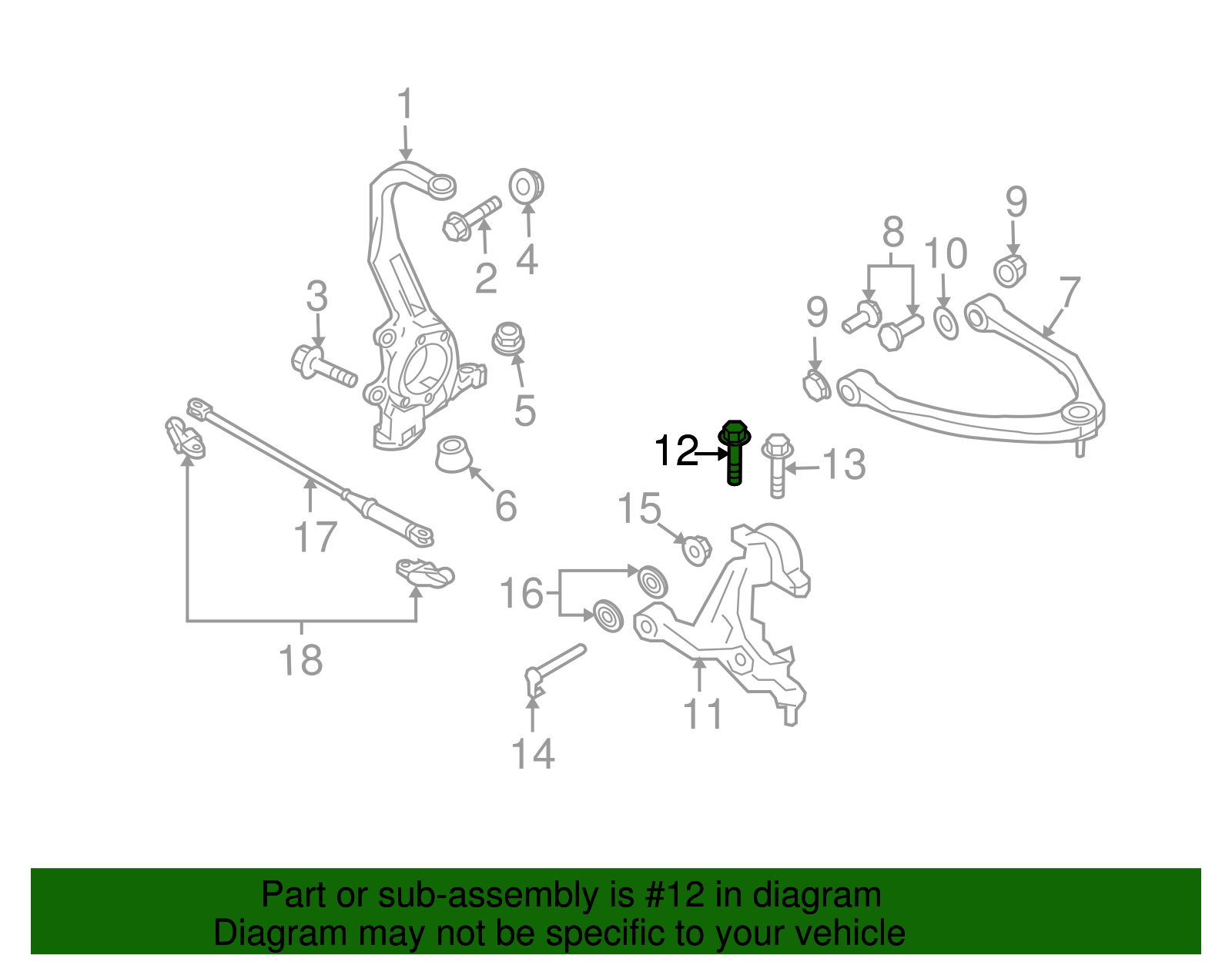 2009-2025 Nissan Lower Control Arm Bolt 54459-JK05D | Boro Nissan Parts