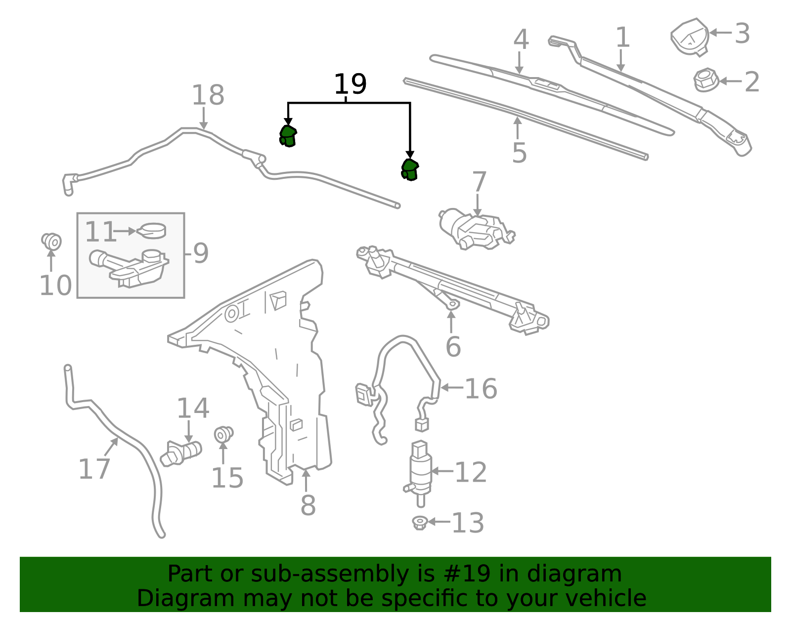 2013-2019 Cadillac ATS Windshield Washer Nozzle 20908671 GM ...