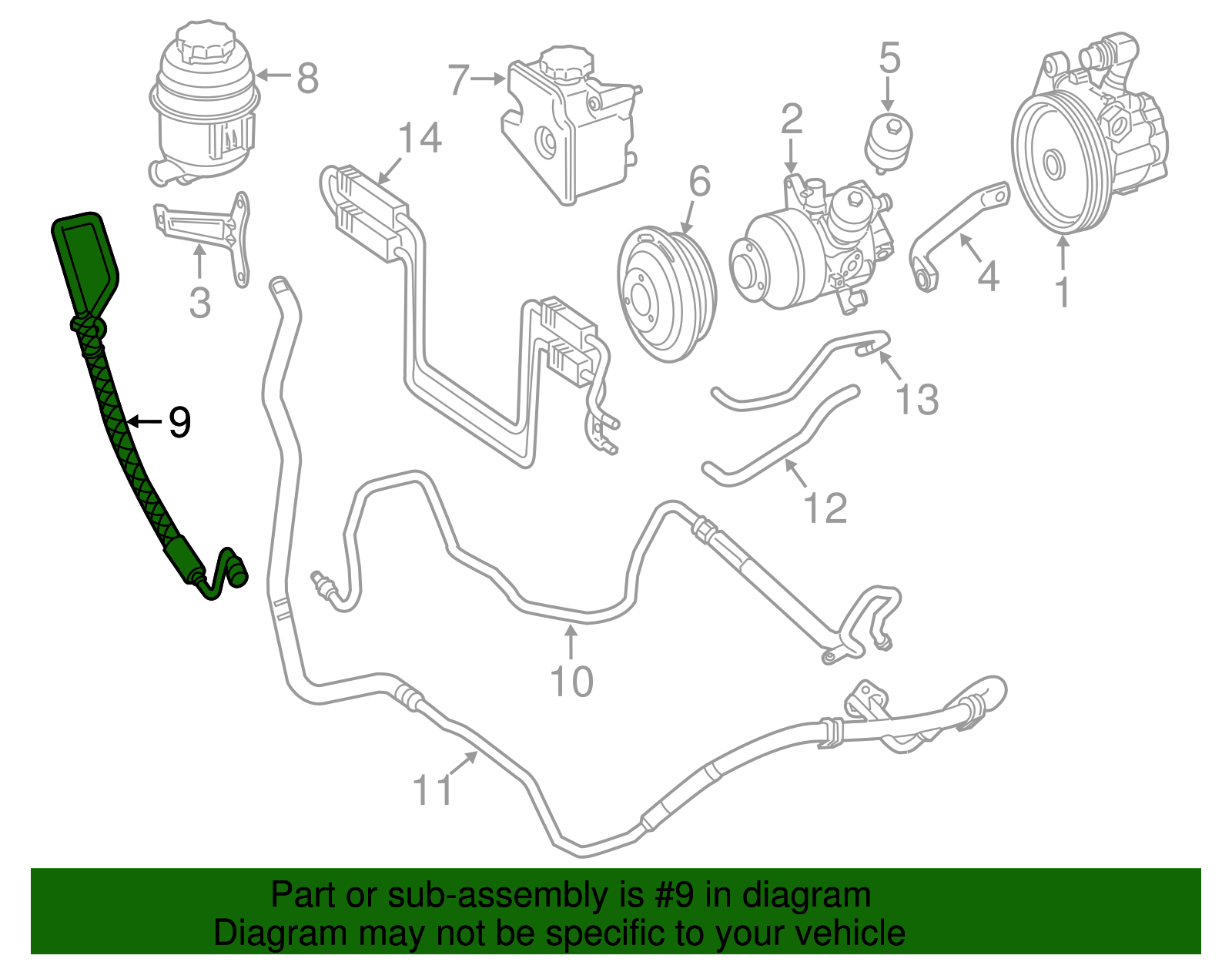 221-460-47-24 - Power Steering Pressure Hose 2007-2011 Mercedes-Benz ...