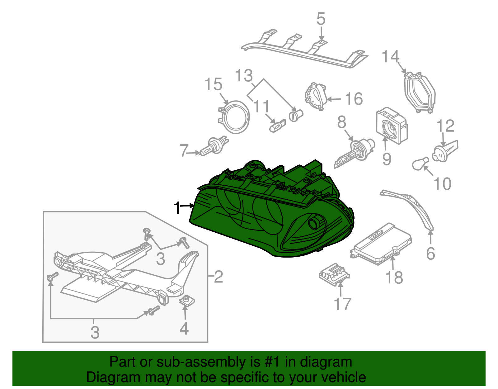 2004-2006 BMW X3 Composite Headlamp 63-12-3-418-395 | OEM Euro Parts