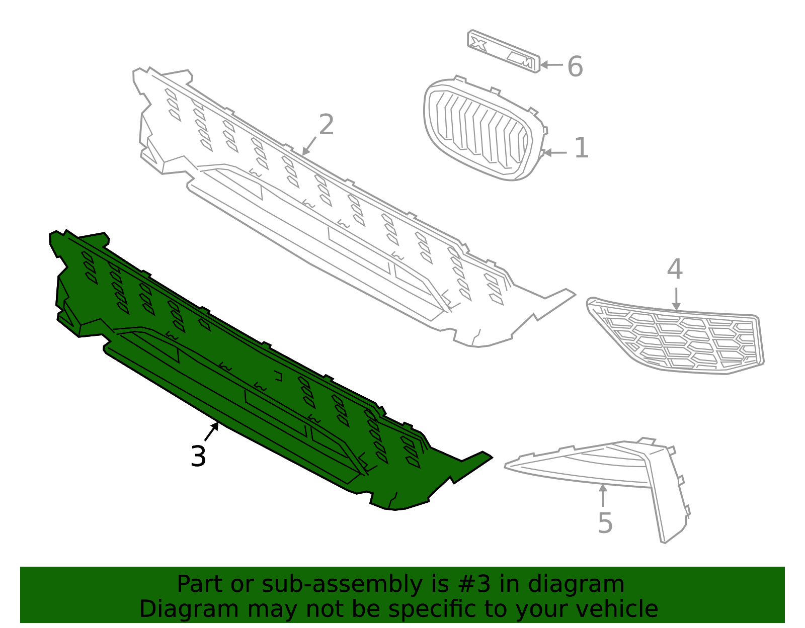 Genuine BMW 51-11-8-065-195 | Grille Center Lower - ACC | FREE Shipping ...
