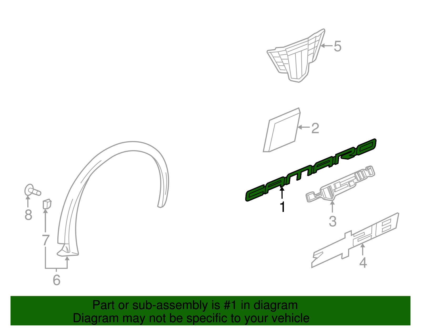2010-2015 Chevrolet Camaro Front Fender Camaro Logo 22752666 ...
