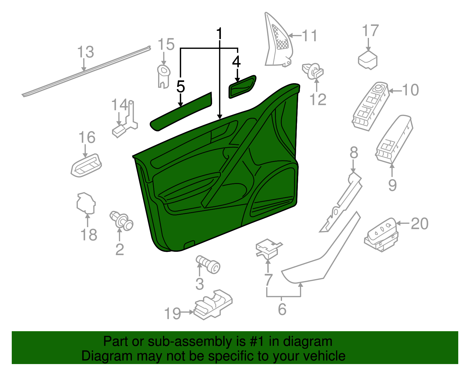 2010-2011 Volkswagen GTI Door Trim Panel 5K4-867-012-CA-ASQ | VW Direct Auto Parts