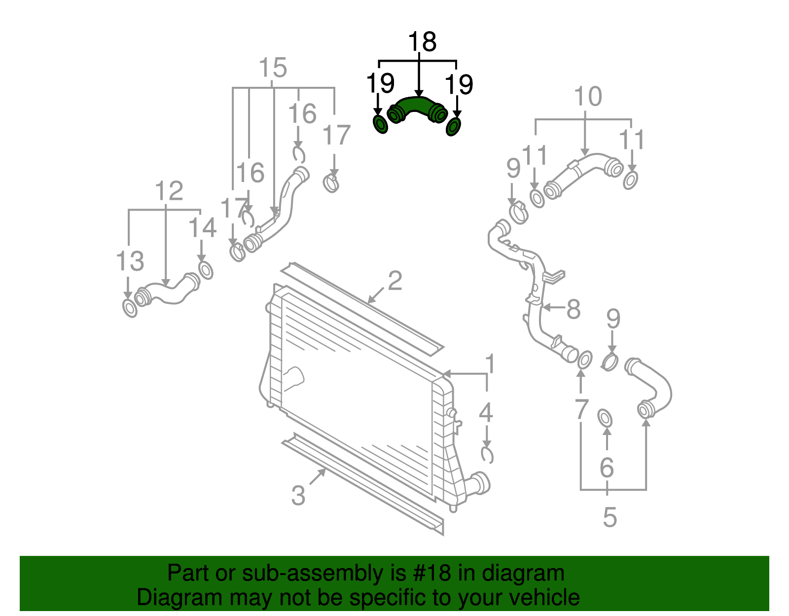 3C0-145-834-K - Inter-Cooler Hose 2006-2010 Volkswagen | Volkswagen ...