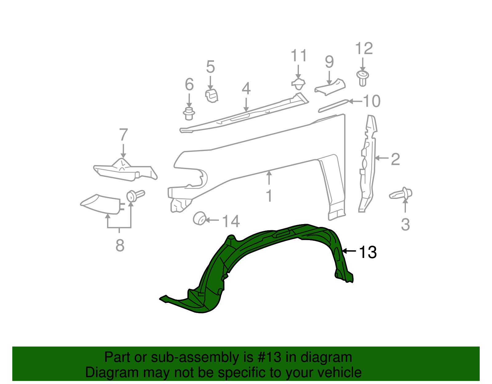 2007-2010 Toyota FJ Cruiser Fender Liner 53807-35111 | Toyota Parts Center