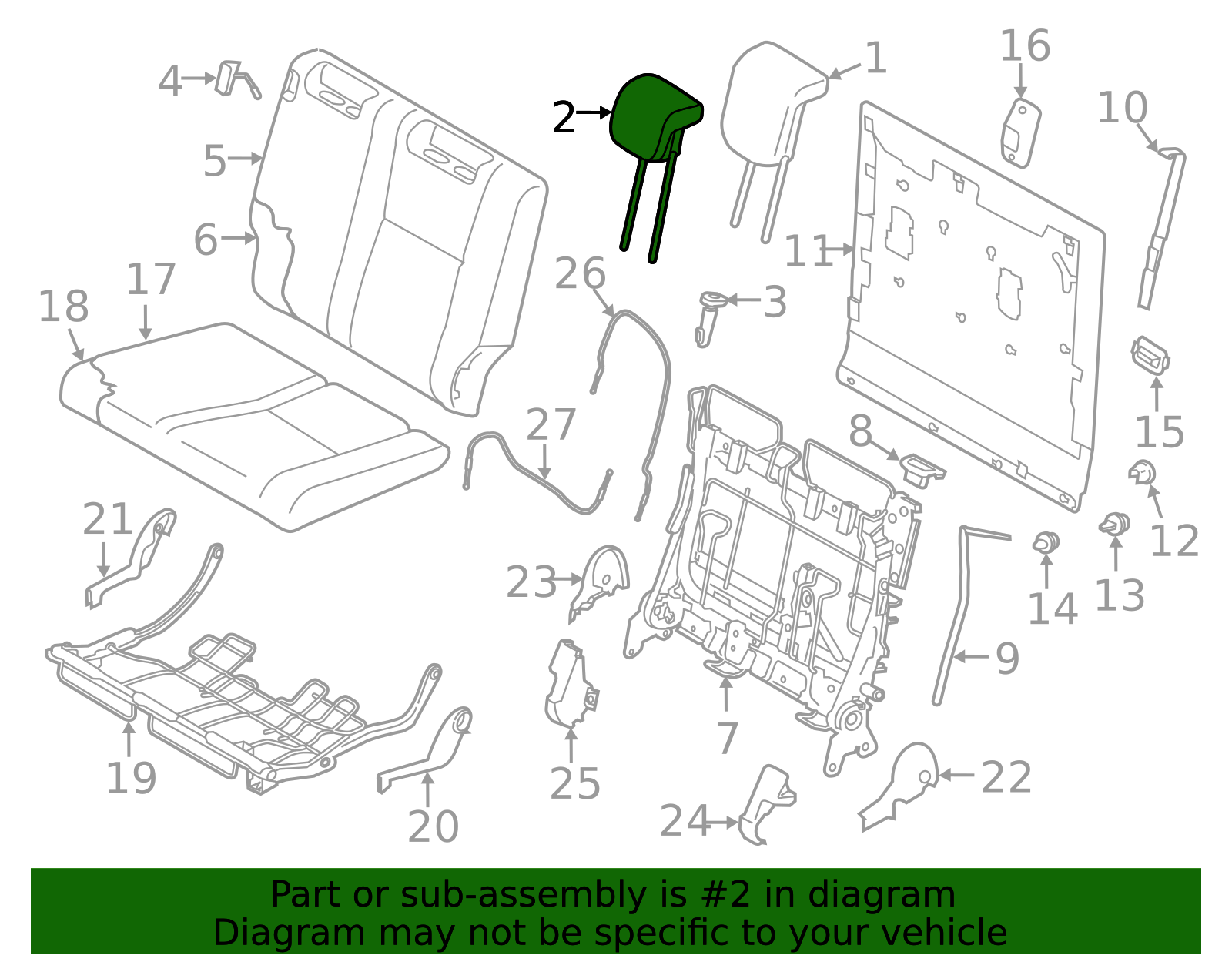 64461XC06AVH - 2019-2024 Subaru Ascent - Headrest, Center | Subaru Parts HQ