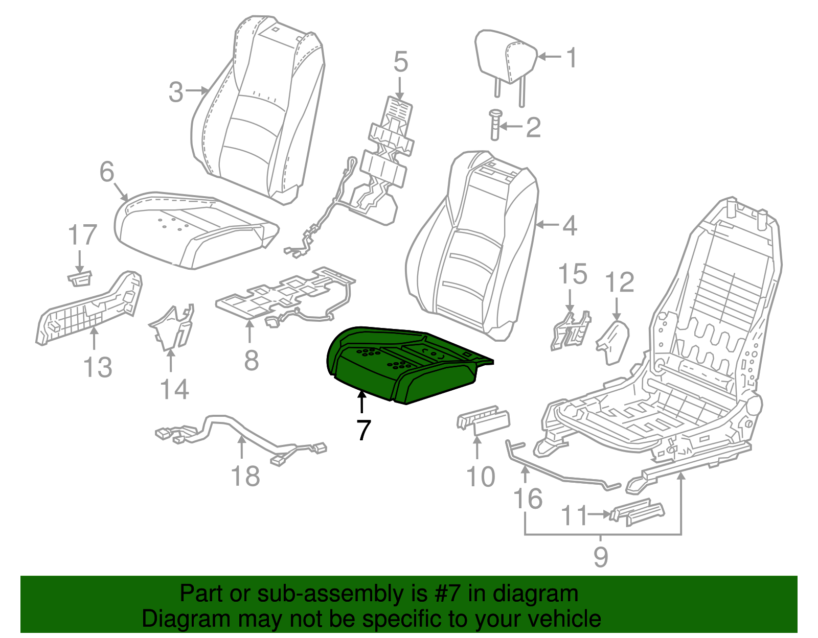 81137-TVA-A01 - 2018-2019 Honda Accord - Pad R Front Seat Cushion ...