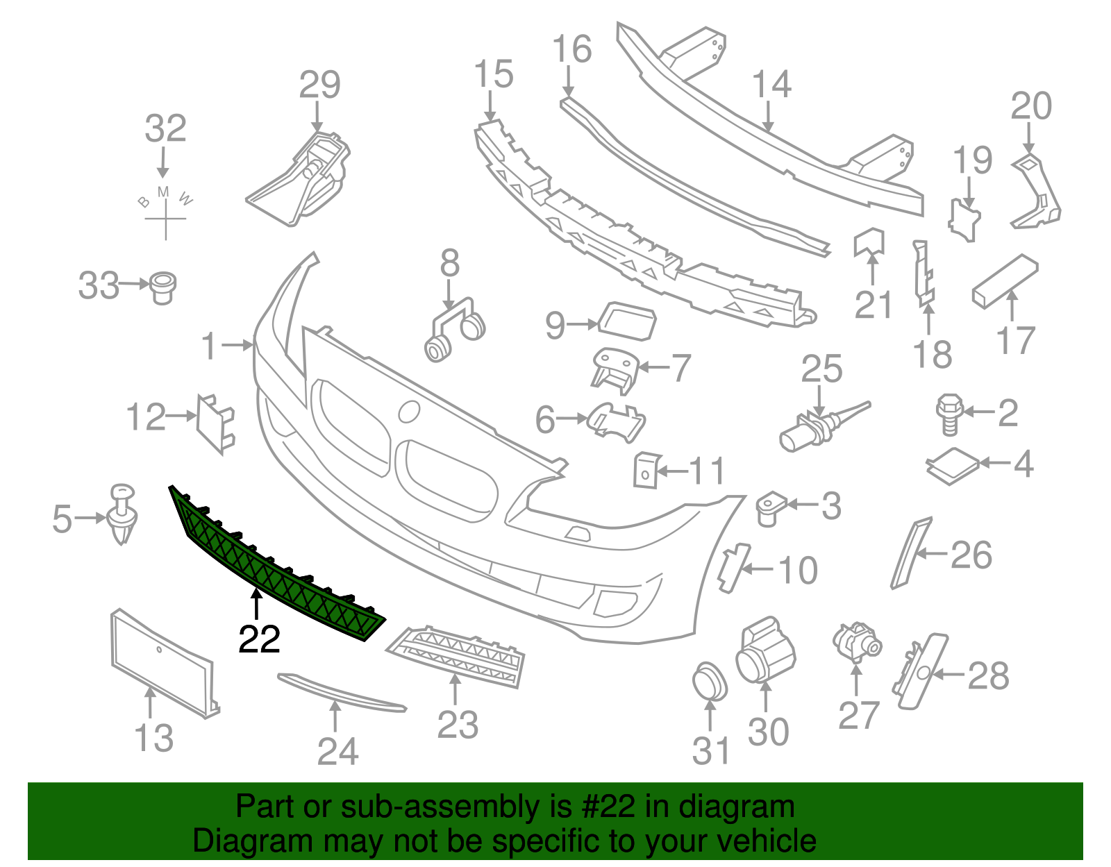 51117200729 - 2010-2013 BMW Center Grille (51-11-7-200-729) | BMW of ...