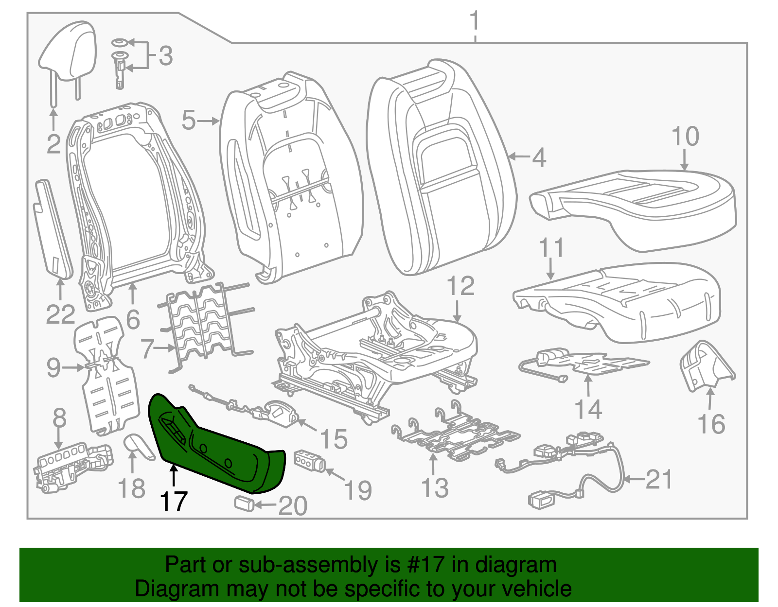 2015-2022 GM Black Passenger Seat Cushion Outer Finish Panel 23407042 ...