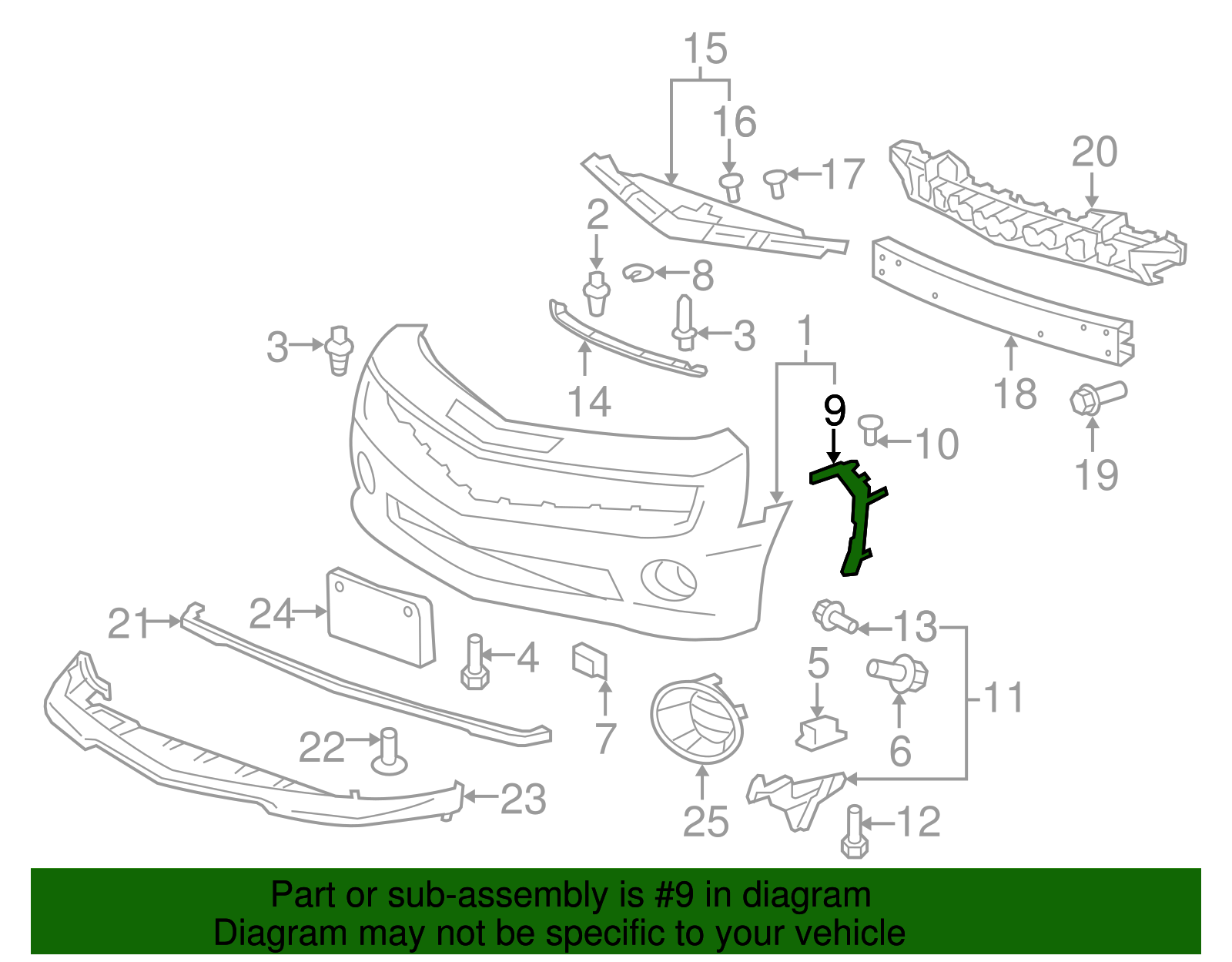 2010-2015 Chevrolet Camaro Front Driver Side Bumper Fascia ...