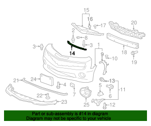 2010-2015 Chevrolet Camaro Passenger Side Front Bumper Fascia Blackout ...