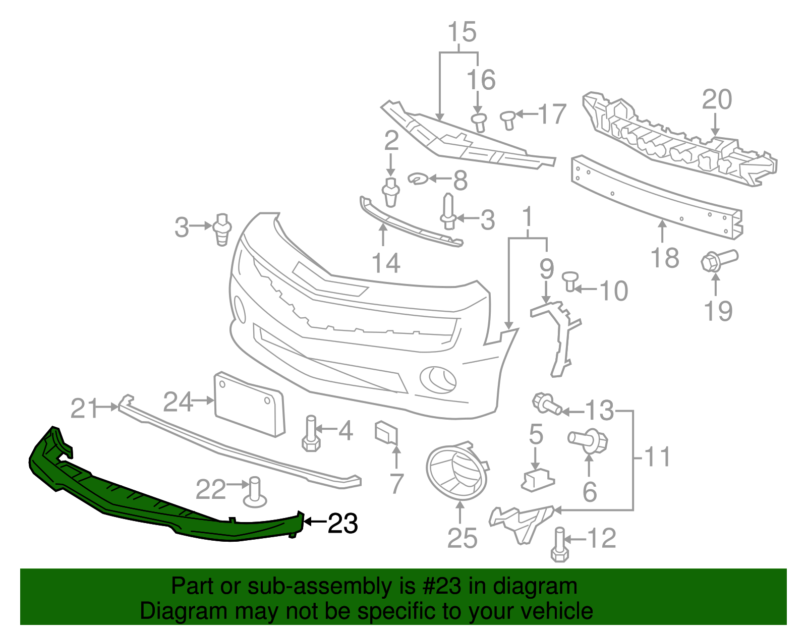 2011-2013 Chevrolet Camaro Front Spoiler 22745075 | Awesome Parts