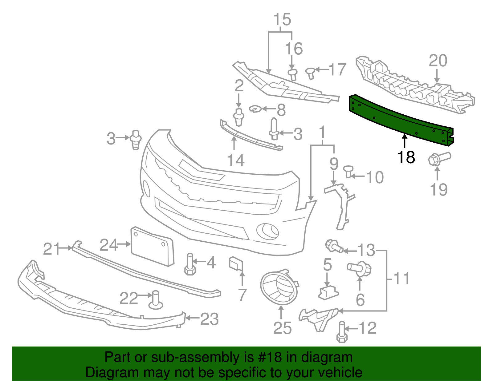 2010-2015 Chevrolet Camaro Front Bumper Impact Bar 22785364 | Shop ...