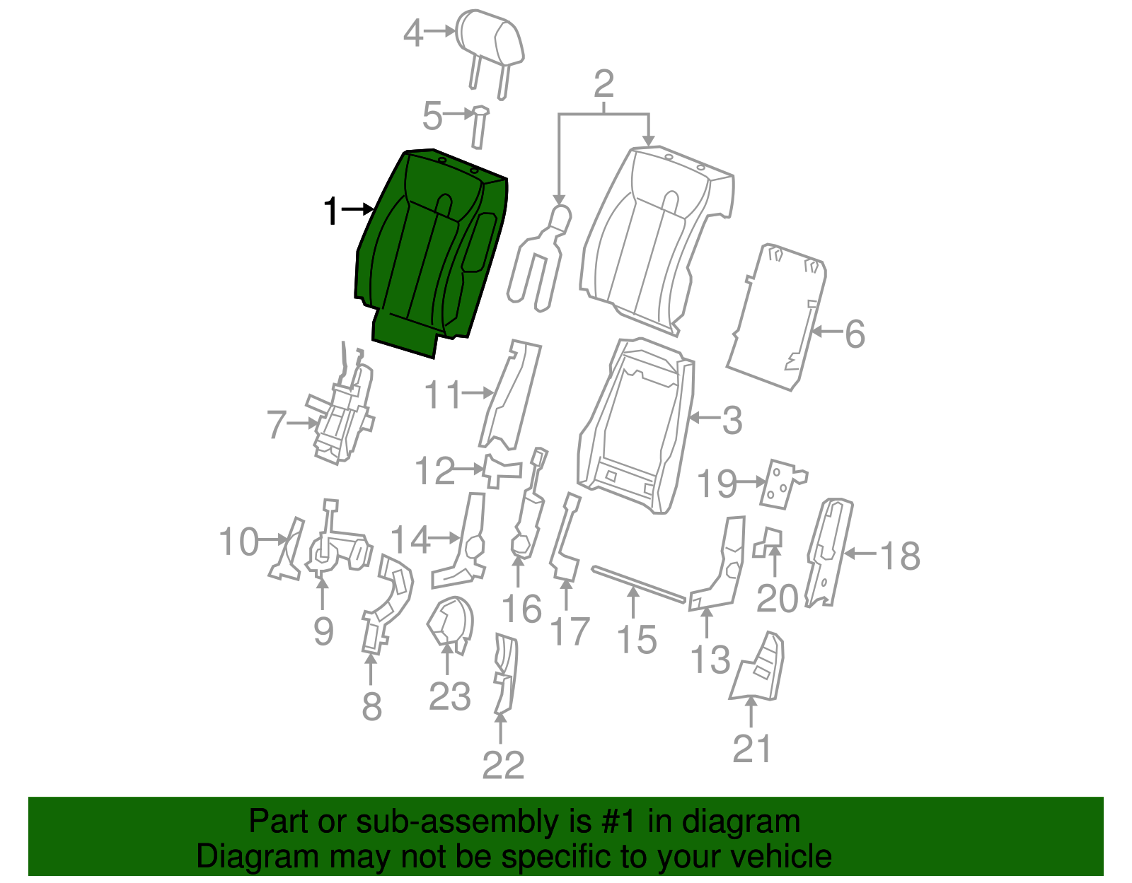 2008-2010 Cadillac DTS Very Light Linen Driver Seat Back Cushion Cover ...