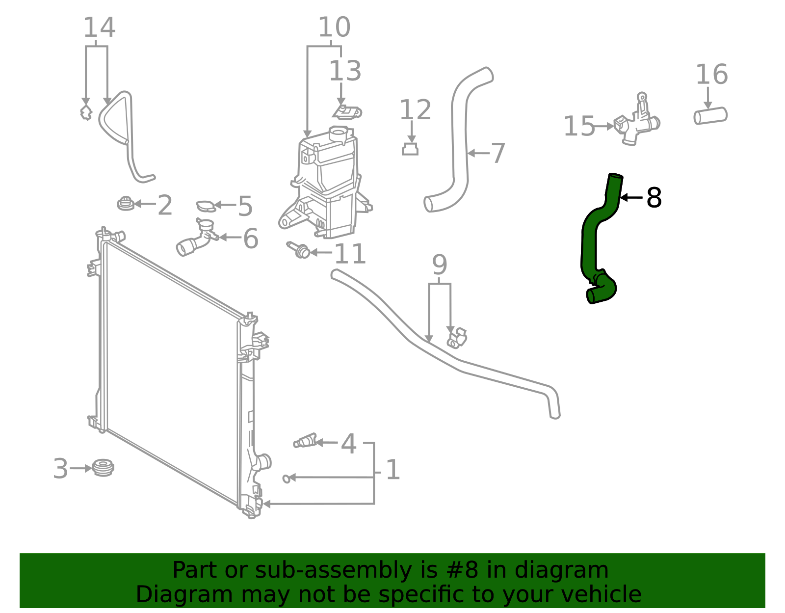 2020-2022 Toyota Highlander Radiator Coolant Hose 16573-0P010 | Toyota ...