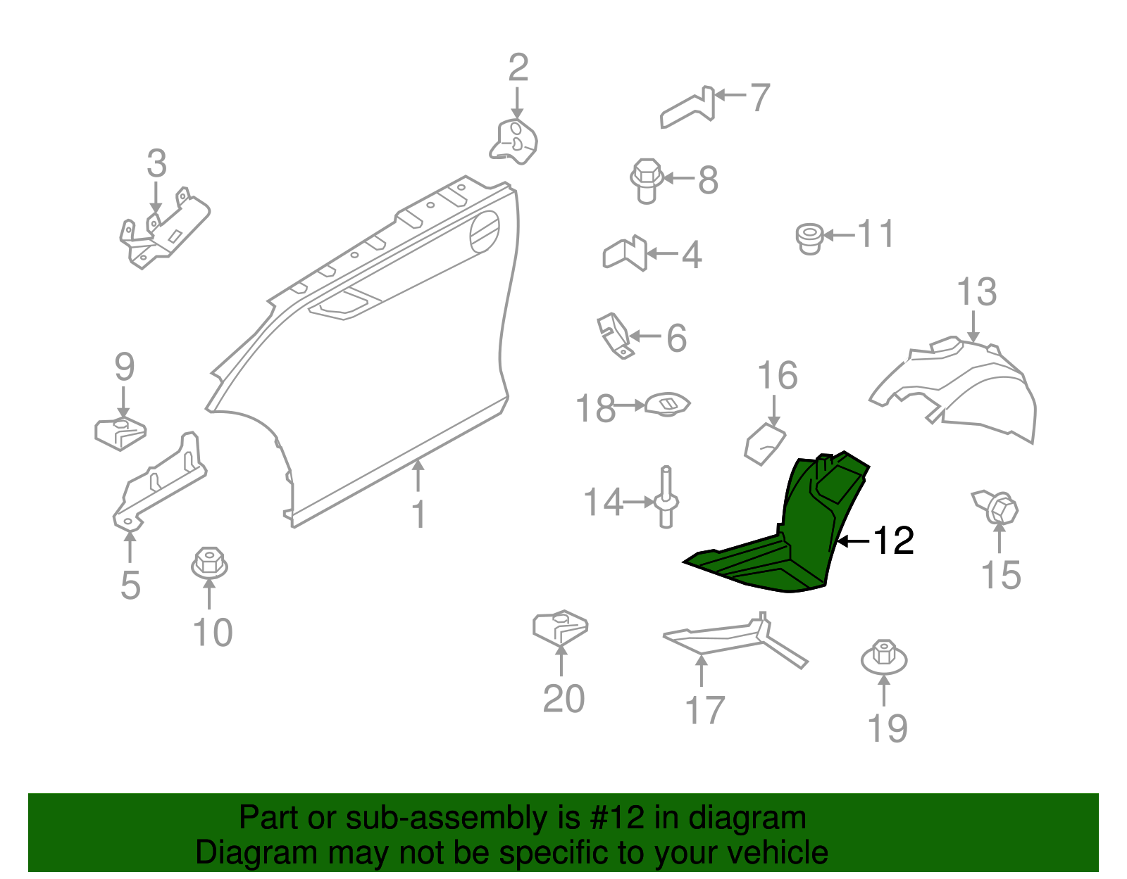 51717199462 - 2012-2016 BMW Z4 Fender Liner (51-71-7-199-462) | BMW of ...