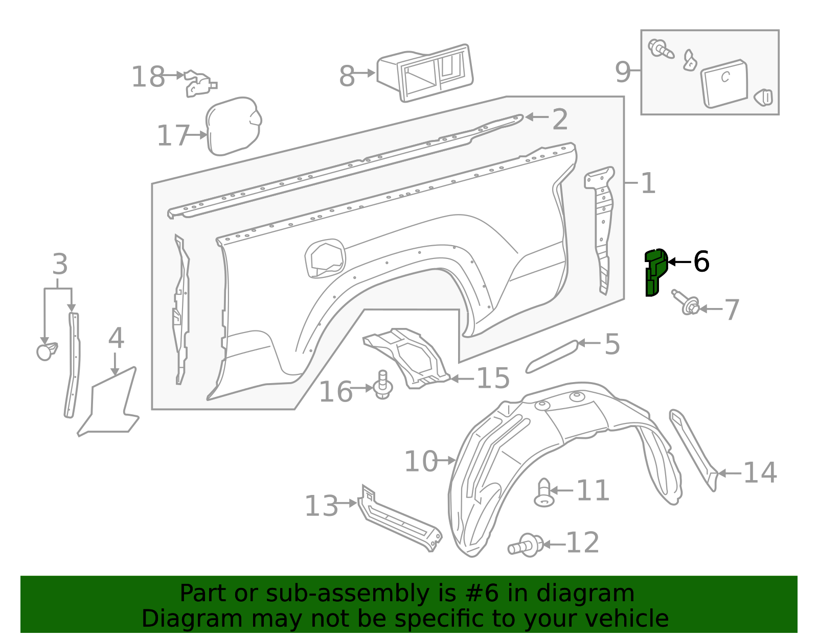 2016-2023 Toyota Tacoma Truck Bed Molding (Right, Rear, Lower) 62571 ...