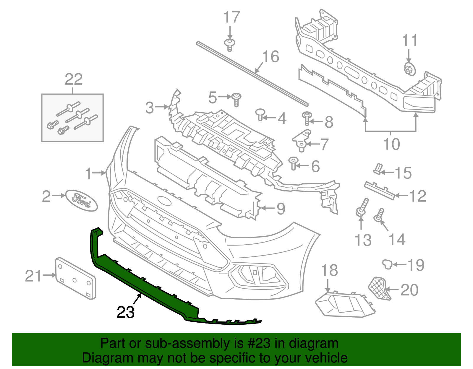 2016-2018 Ford Focus | Lower Deflector | G1EZ-17626-A | Walls' Ford Parts