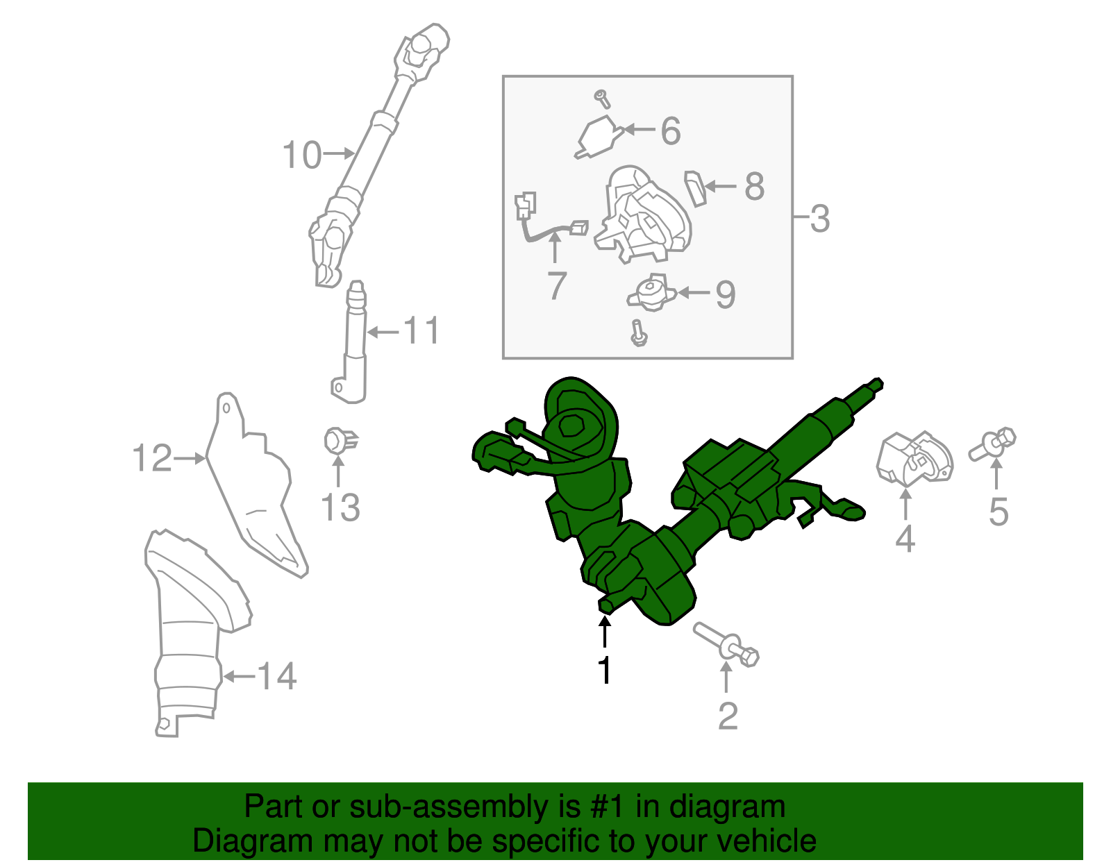 45250-02840 - Steering Column 2009-2013 Toyota Corolla | Toyota San ...