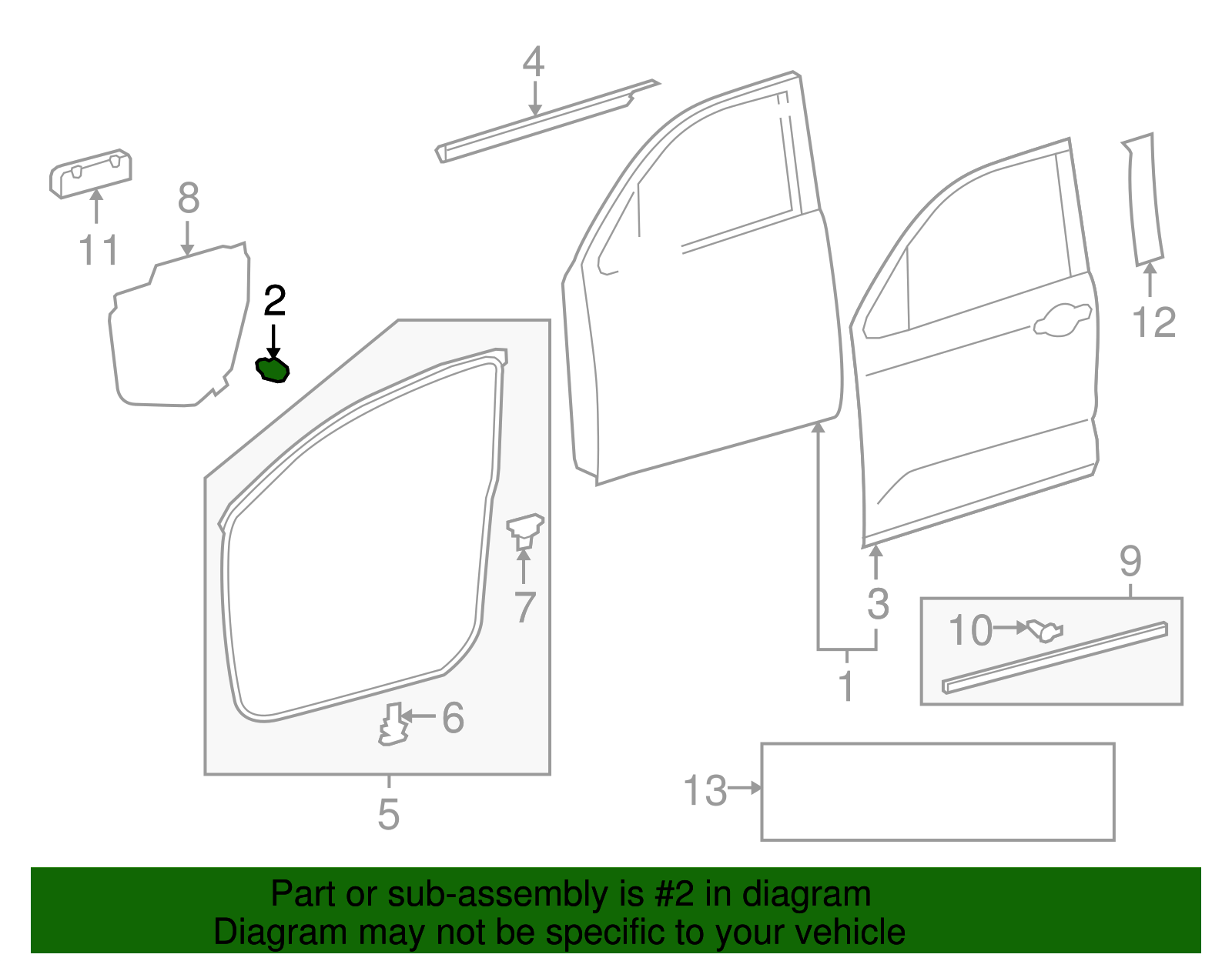 2002-2025 Toyota Door Shell Bumper 90084-54012 | Toyota Parts Center