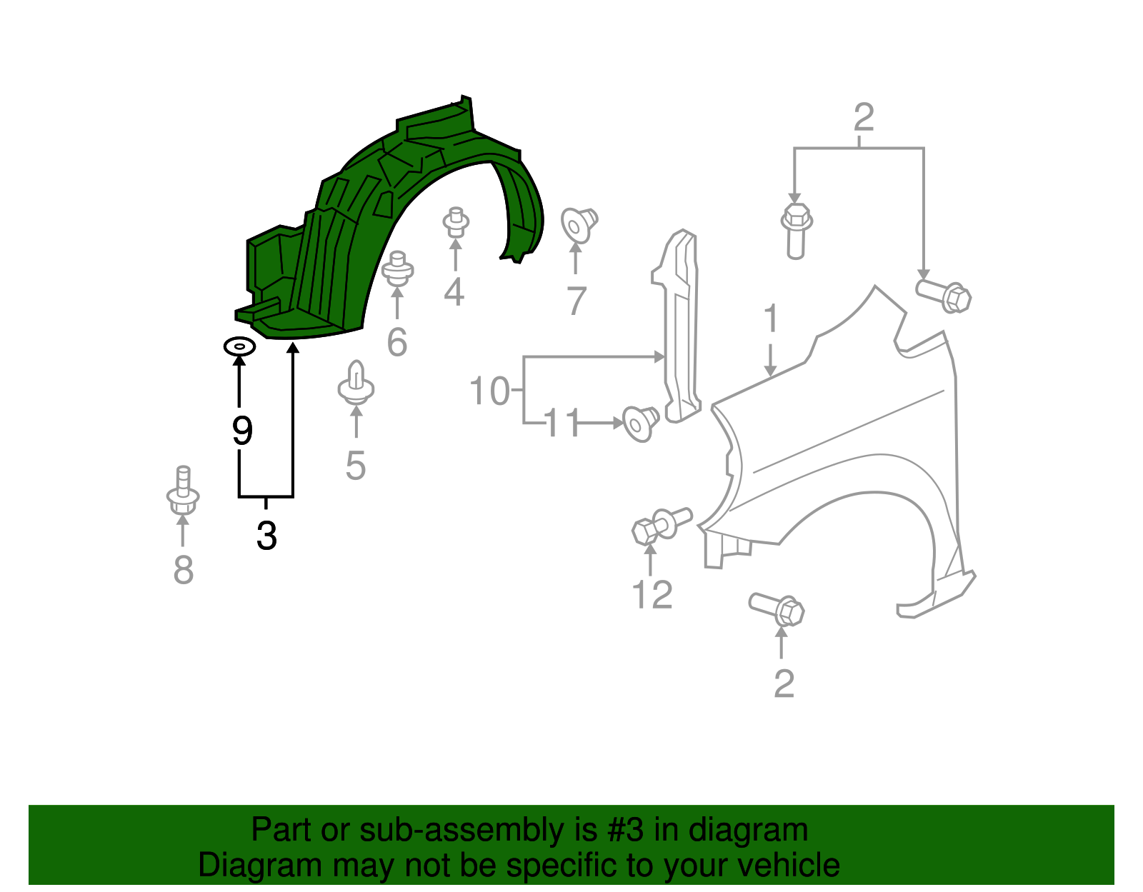 74100-TK6-A52 - Fender Assembly R Front (Inner) - 2009-2013 Honda Fit ...