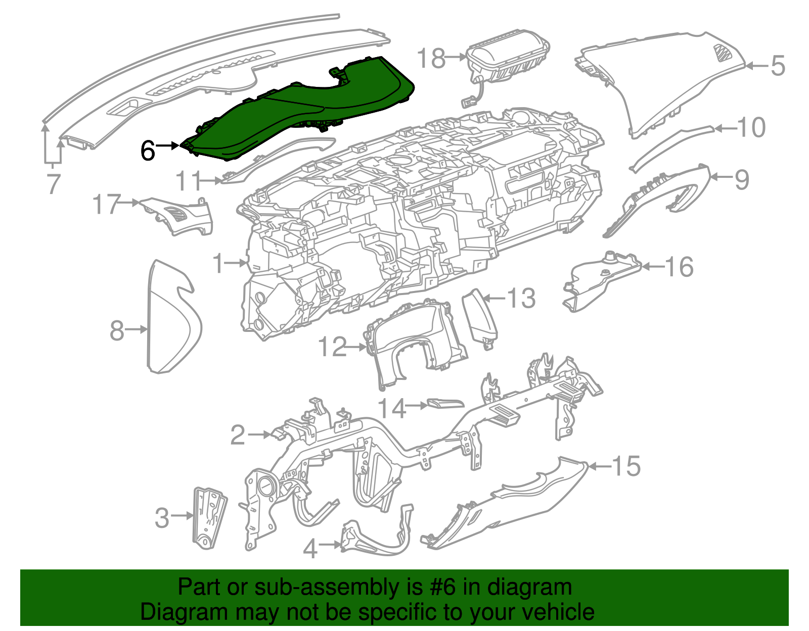 2015-2020 Cadillac Jet Black Instrument Panel Cluster Hood 23232611 ...