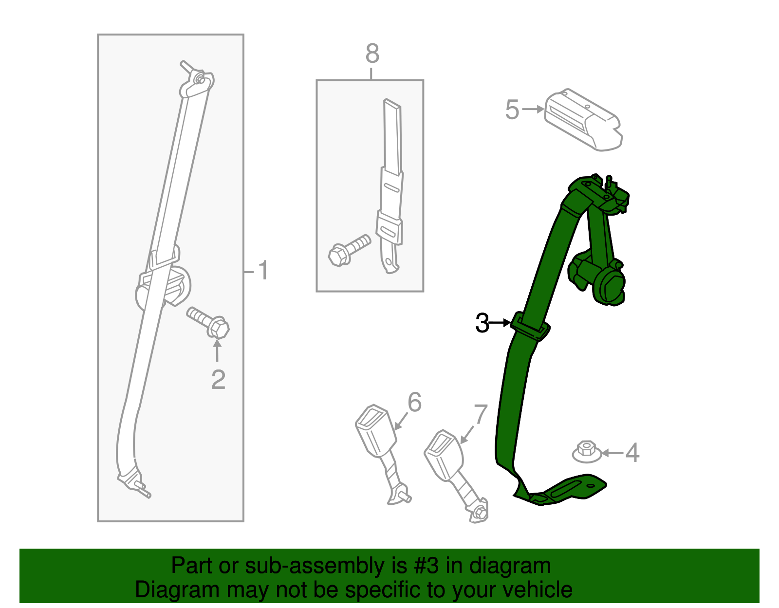 2018-2022 Ford | Center Seat Belt | JC3Z-16611B64-AA | Walls' Ford Parts