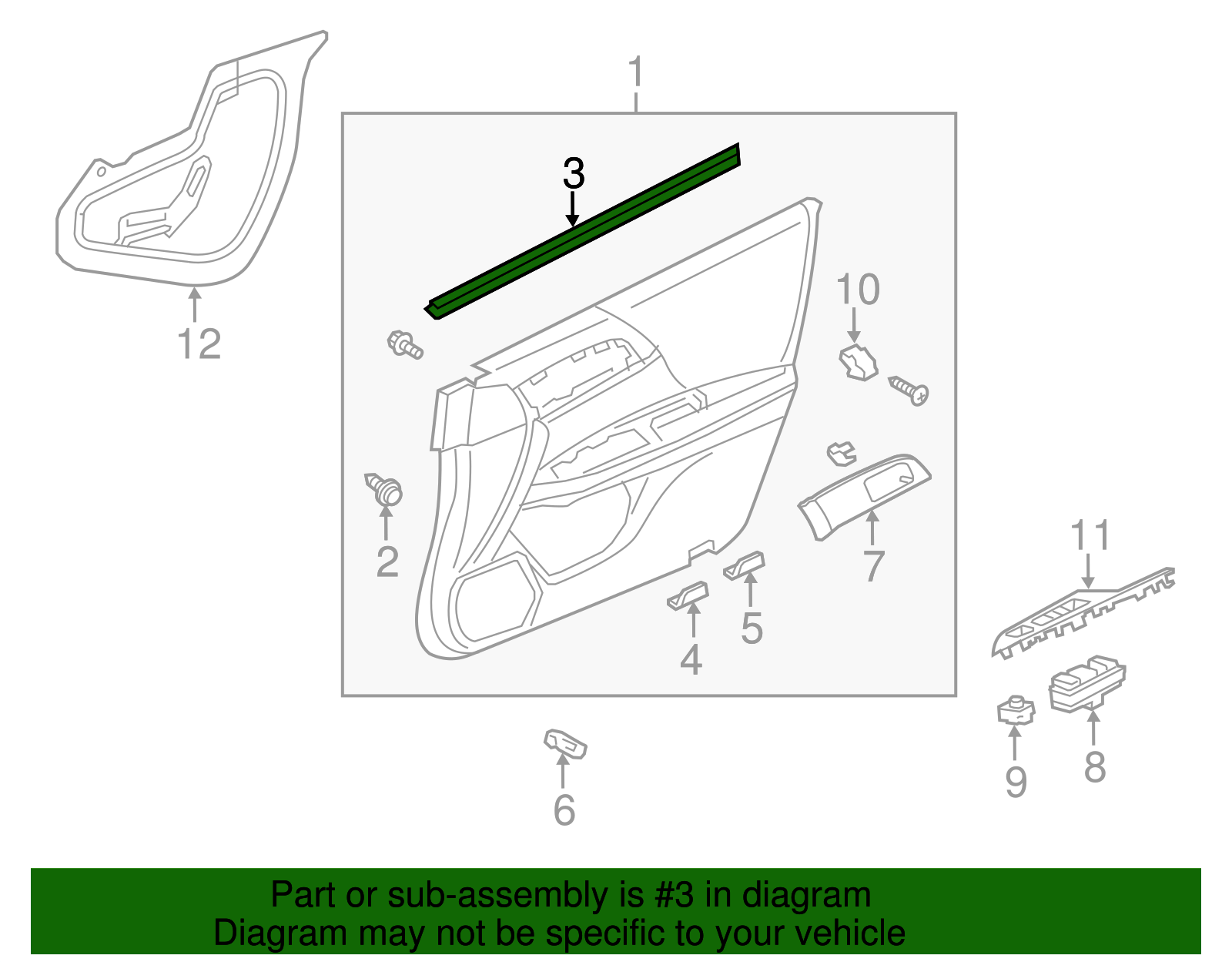 2014-2015 Honda Accord | Belt Weather-Strip | 72375-T2F-A11 | Honda OEM ...