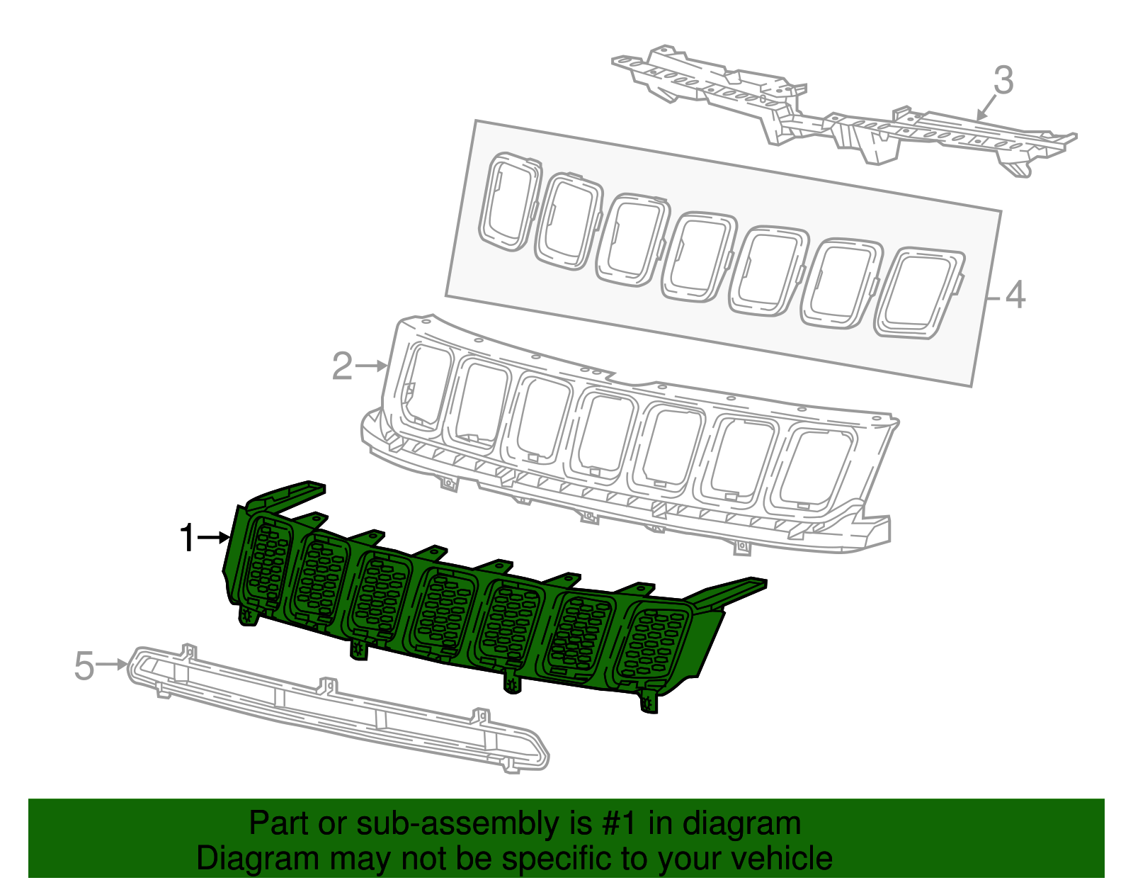 2024-2025 Jeep Compass Grille 7RM96GXHAA | Mopar Parts Canada