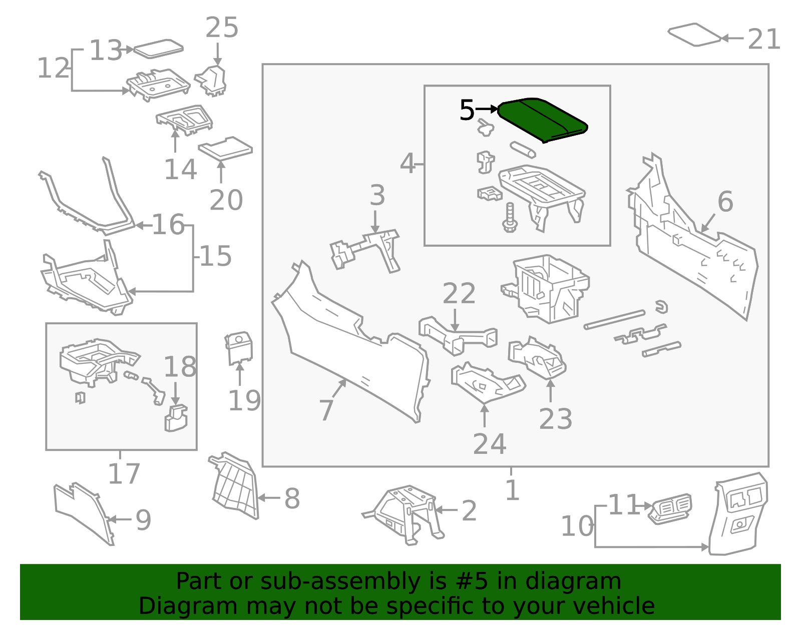 2019-2025 Toyota Armrest 58905-0R110-C0 | Lithia Toyota Parts