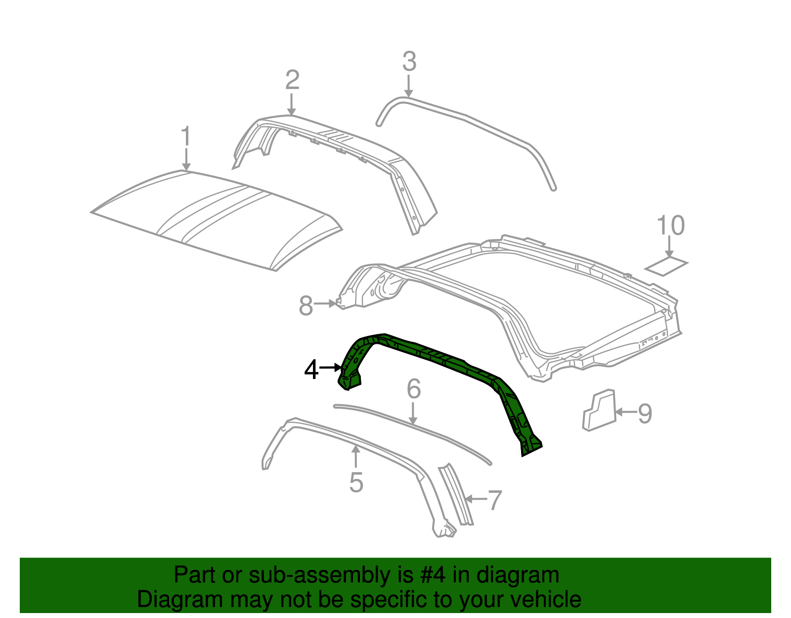 89025152 - 2006-2013 Chevrolet Corvette - Roof Panel Bow with Brackets ...